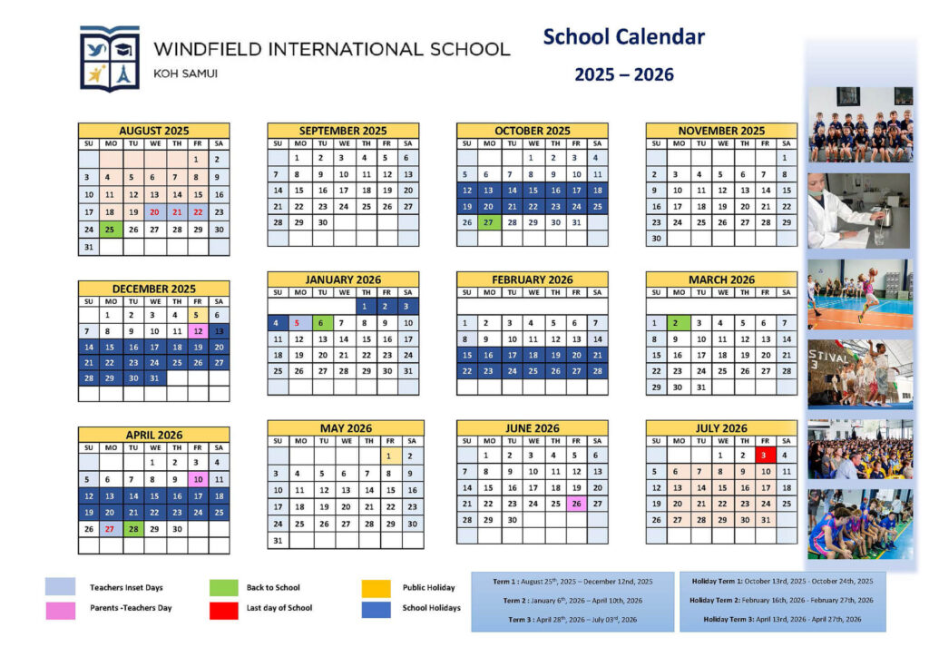 School Calendars | Windfield International School Thailand